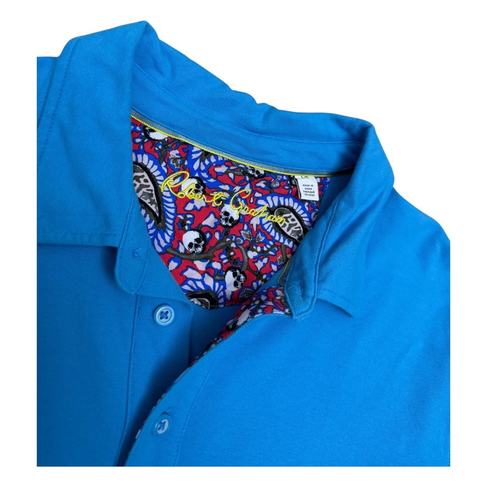 ROBERT GRAHAM Luxury Designer Business Casual Golf Polo Tee Shirt Mens ...