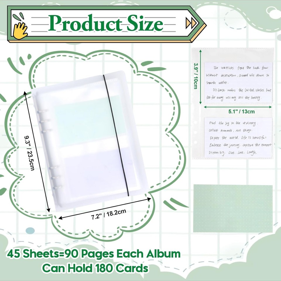 3x5 Index Card Holder Binder with 90 Sleeves Stores up to 180 Cards | eBay