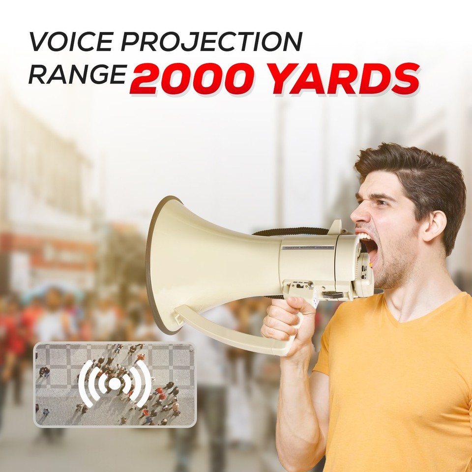 5 Core Megaphone 100W Bull Horn Professional Loud PA Speaker w 2000 ...