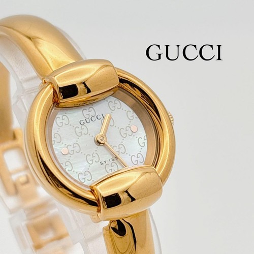 [Beautiful condition, rare, new battery] GUCCI 1400L Gold Shell GG ...
