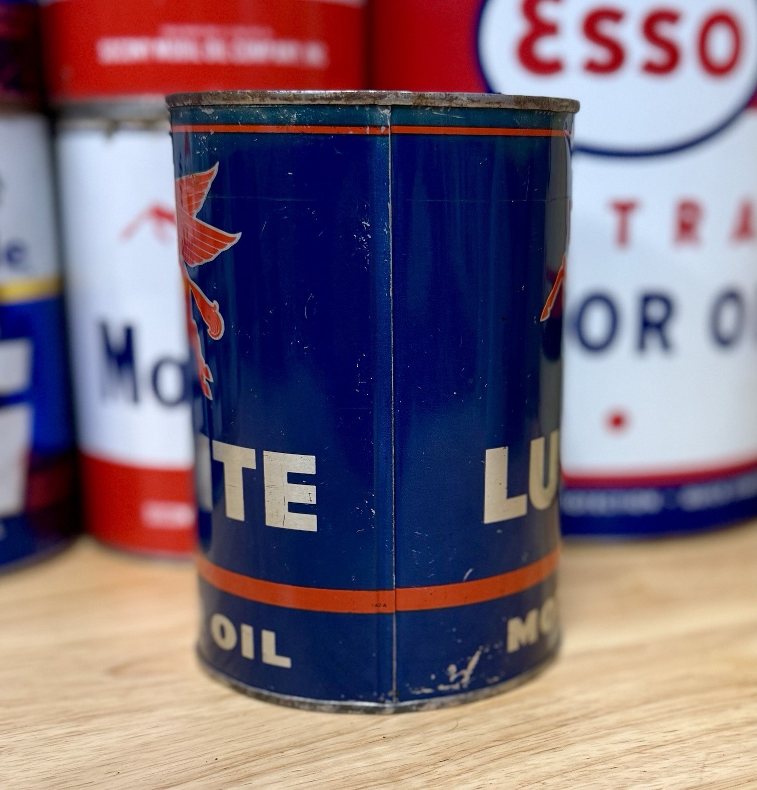 Vintage Mobil Lubrite Motor Oil Can Quart Empty | eBay