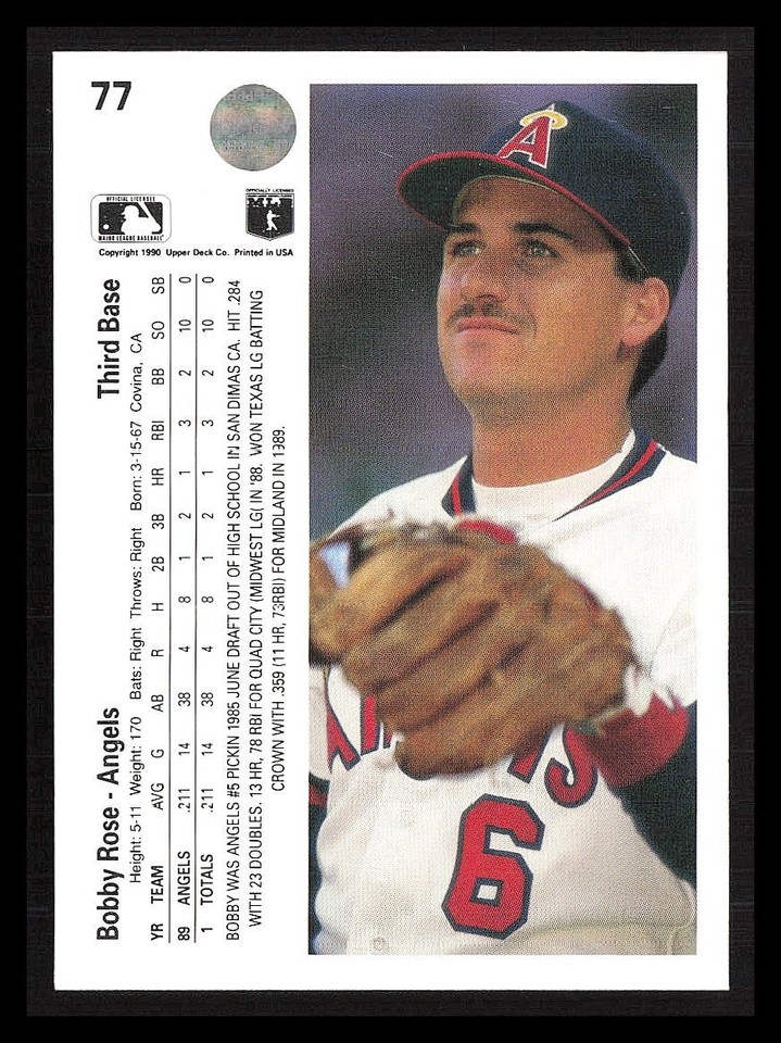 Bobby Rose 1990 Upper Deck #77 California Angels | eBay