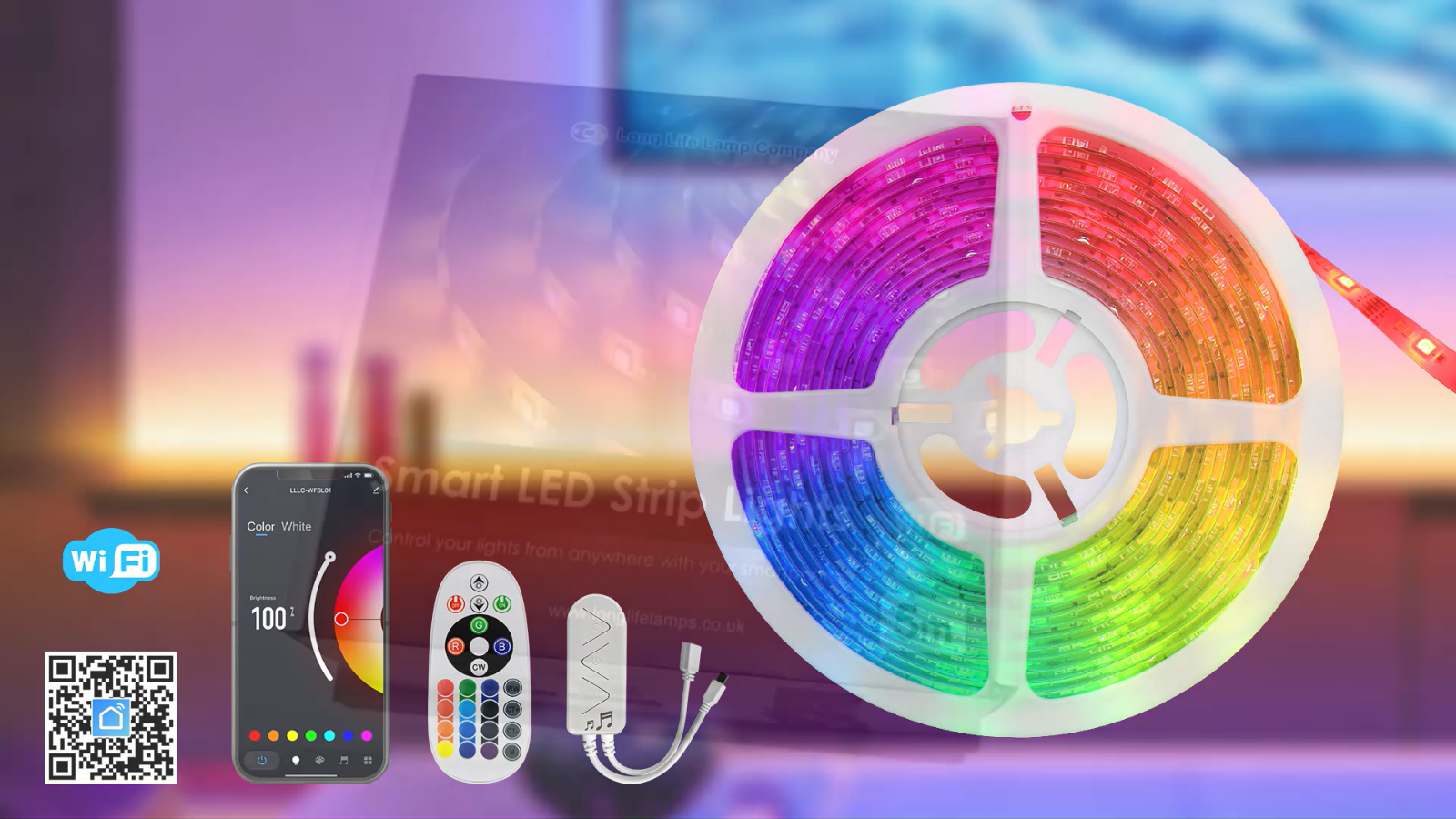 5M Smart WiFi RGB LED Strip Light Mains Plug Kit with IR Remote App ...