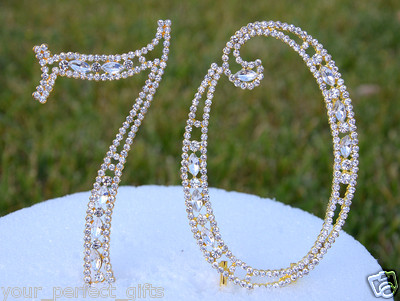 5" Rhinestone Gold Number Seventy 70 Bling Cake Topper Birthday ...