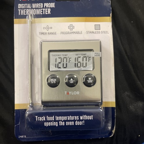 Taylor 14879 Programmable Digital Wired Probe Thermometer Stainless ...