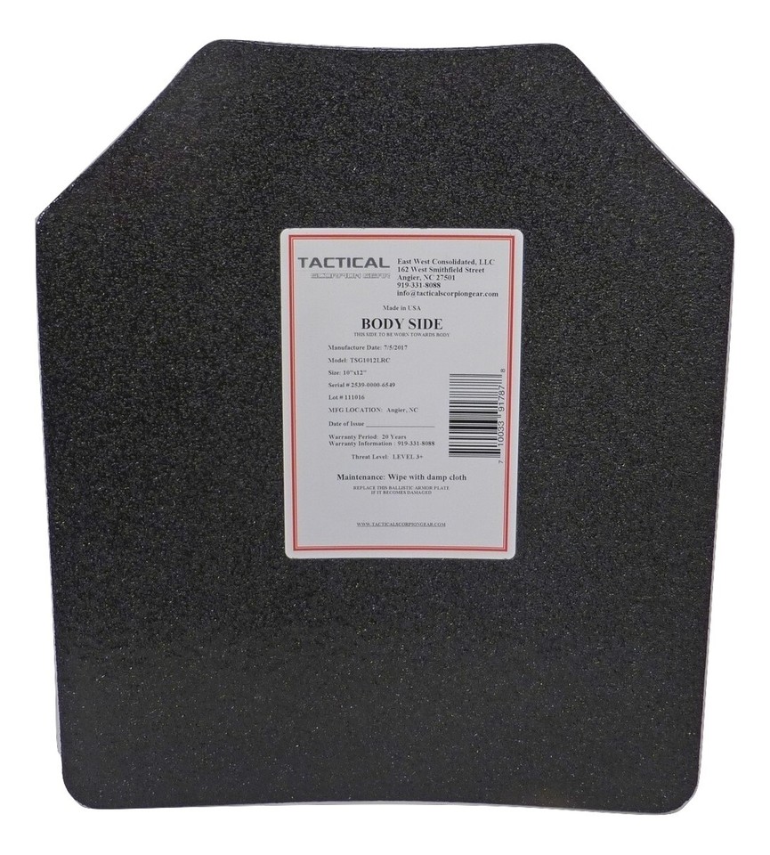 Tactical Scorpion Level III+ Body Armor Pair 10x12 Curved - Lighter ...