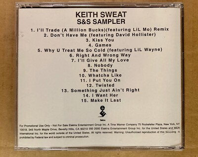 Rare CD Promo-Only Mixtape - Keith Sweat - DJ S&S Sampler 15 Tracks ...