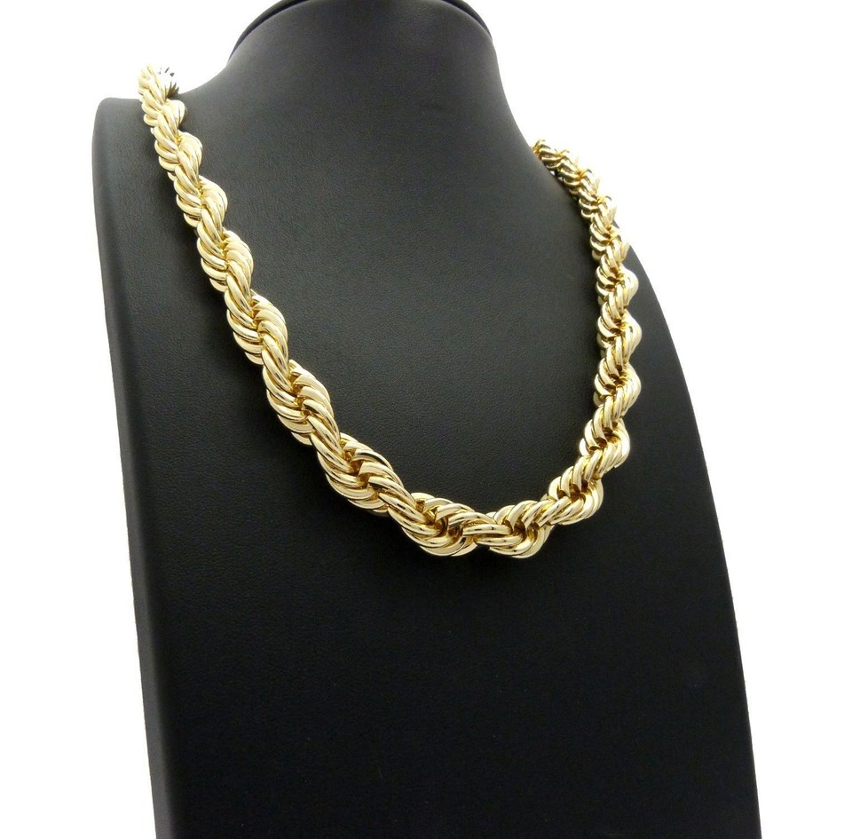 Men's 90's Hip Hop Rapper Style Hollow 10mm 22", 26" Rope Chain 2 ...