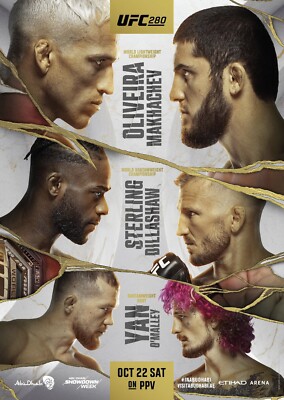 Fight Poster UFC 280 Carlos Oliveira Sean O Malley Tj Dilashaw Yan ...