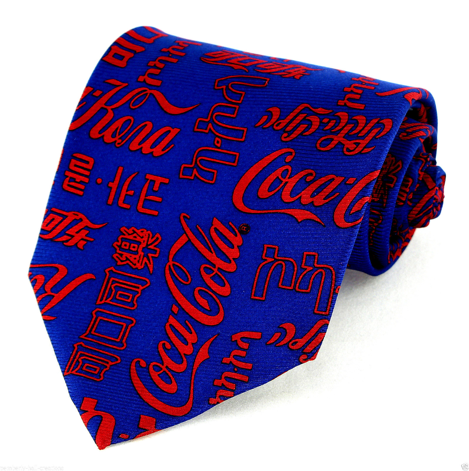 International Coca Cola Men's Necktie Coke Brand Soda Pop Silk Blue ...