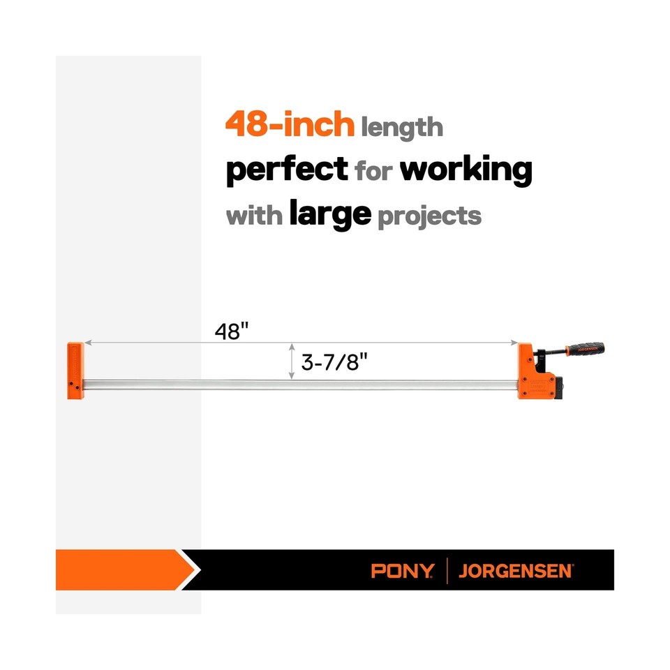 JORGENSEN 48-inch Bar Clamps, 90°Cabinet Master Parallel Jaw Bar Clamp ...