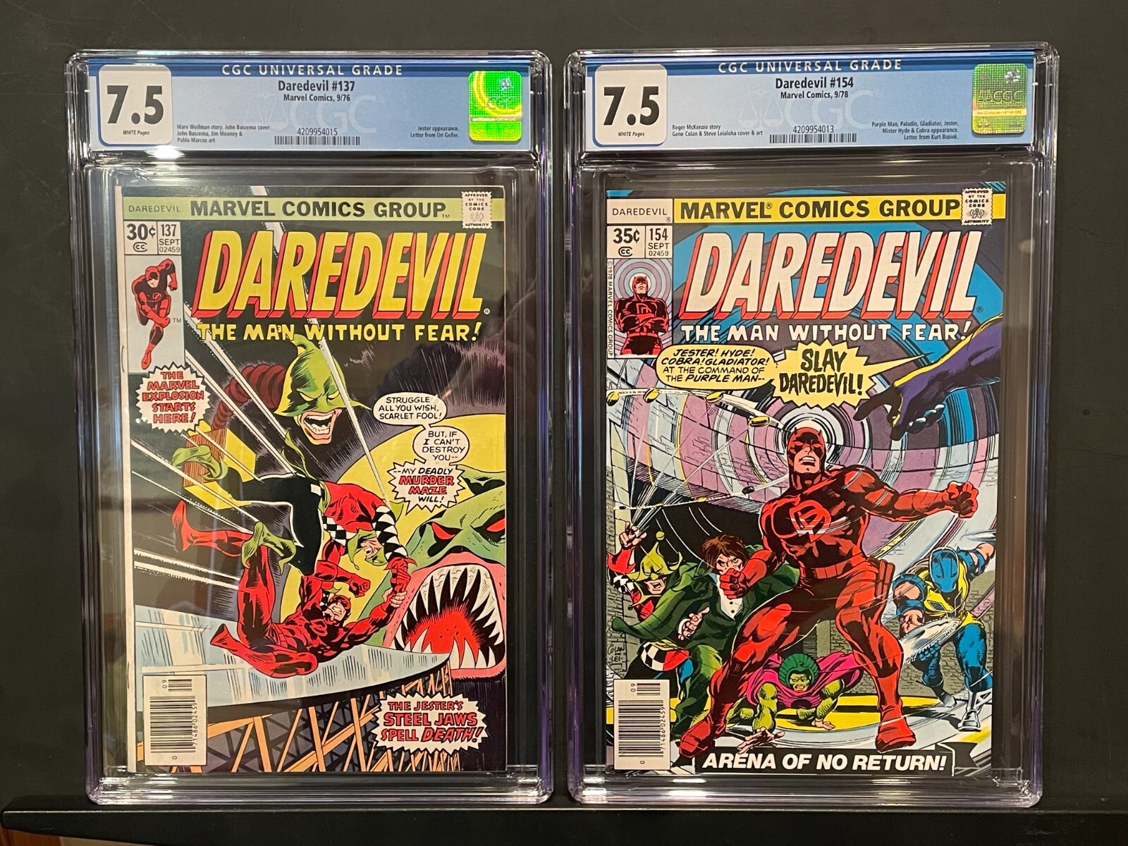 TWO Comic Books- Daredevil #137 & #154 BOTH CGC 7.5 WHITE PAGES ...