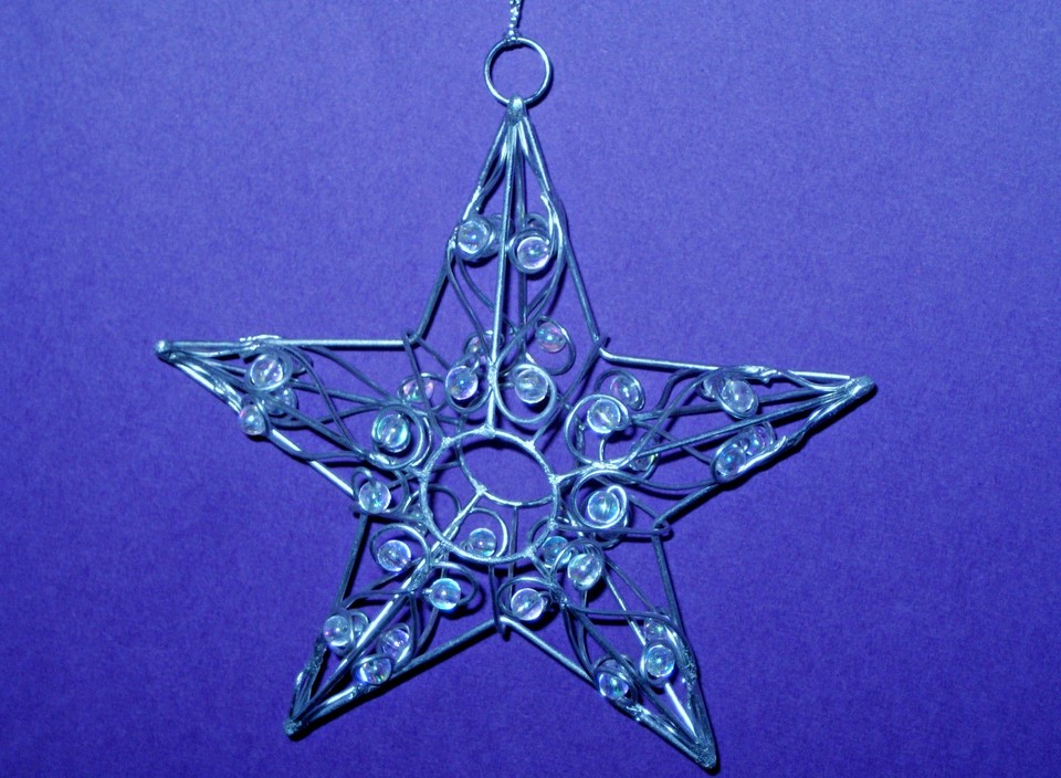 See Through Star Christmas Ornament 3D Metal Silver Color With ...