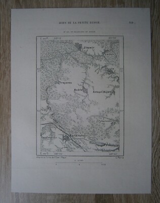 Berdychiv and Zhytomyr, western Ukraine; antique map 1880. #113 | eBay