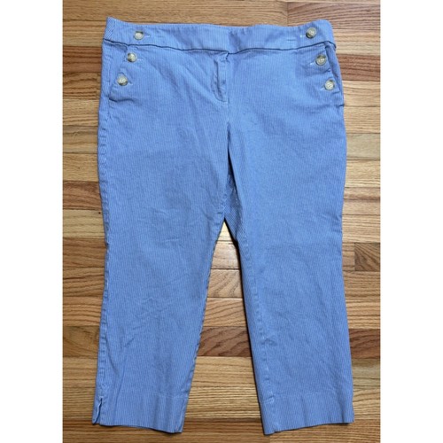 LOFT Marisa Sailor Nautical Striped Capri Pants Size 14 Blue Coastal ...
