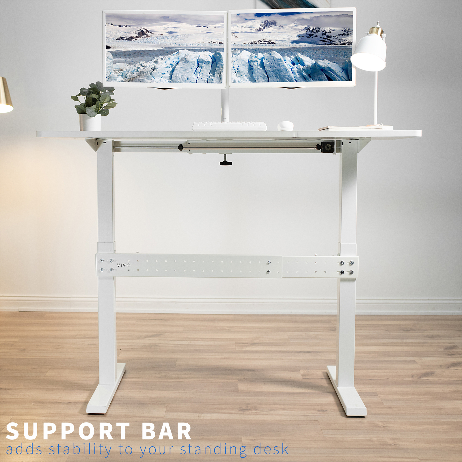 VIVO White Universal Steel Clamp-on Desk Stabilizer Bar, Bracket ...