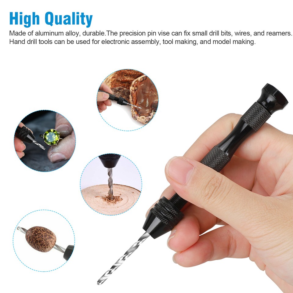 26Pcs Mini Micro Hand Drill Bits Set Small Manual Keyless Chuck Pin ...