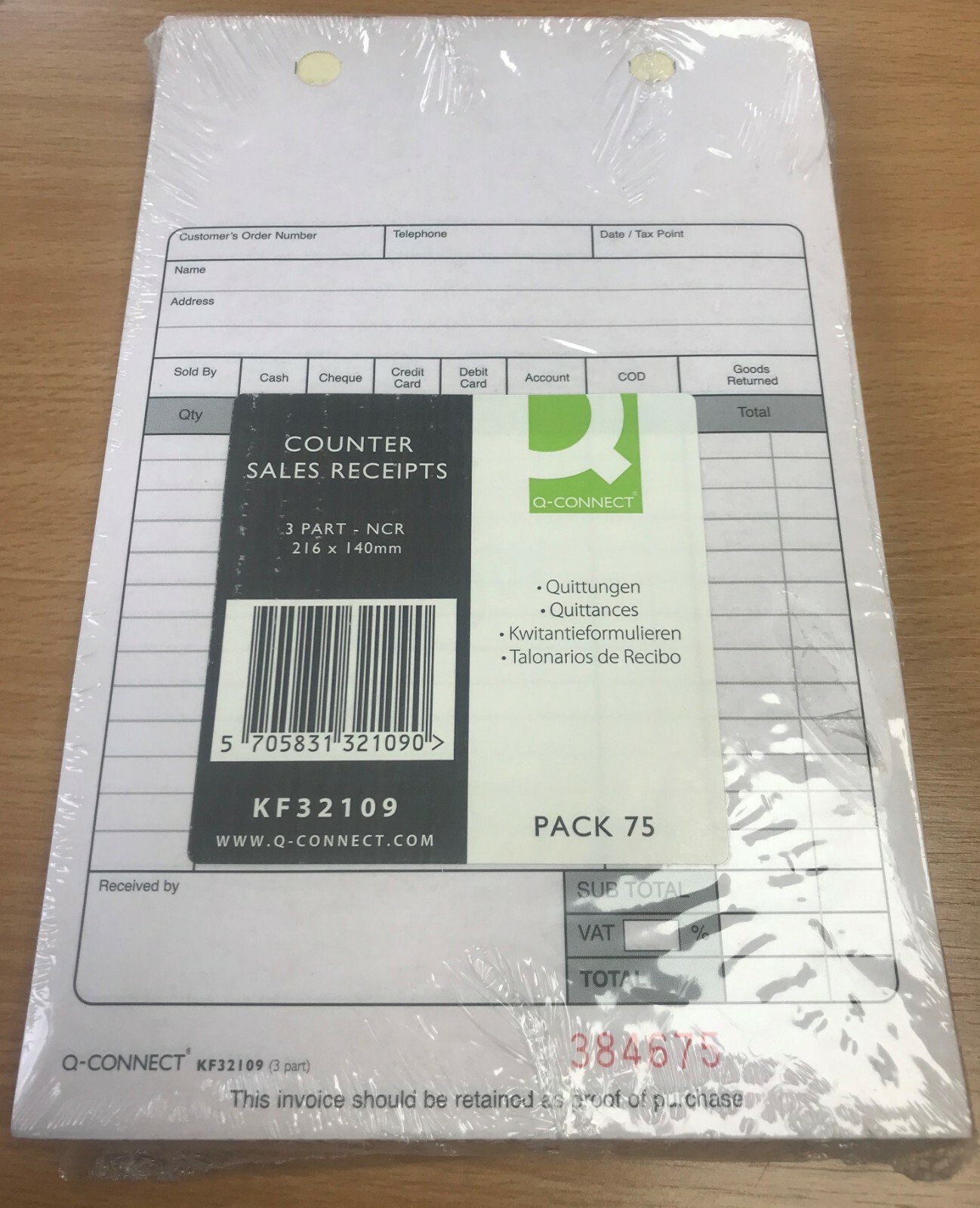 KF32109 Q-Connect 3 Part Counter Sales Receipts (packs of 75) | eBay UK