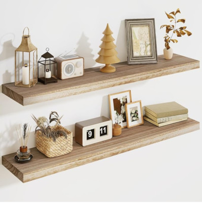 36 inch Wood Floating Shelves for Wall, 8 inch Deep Solid Wood Wall ...