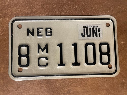 1991 Nebraska License Plate Motorcycle # 8- 1108 | eBay
