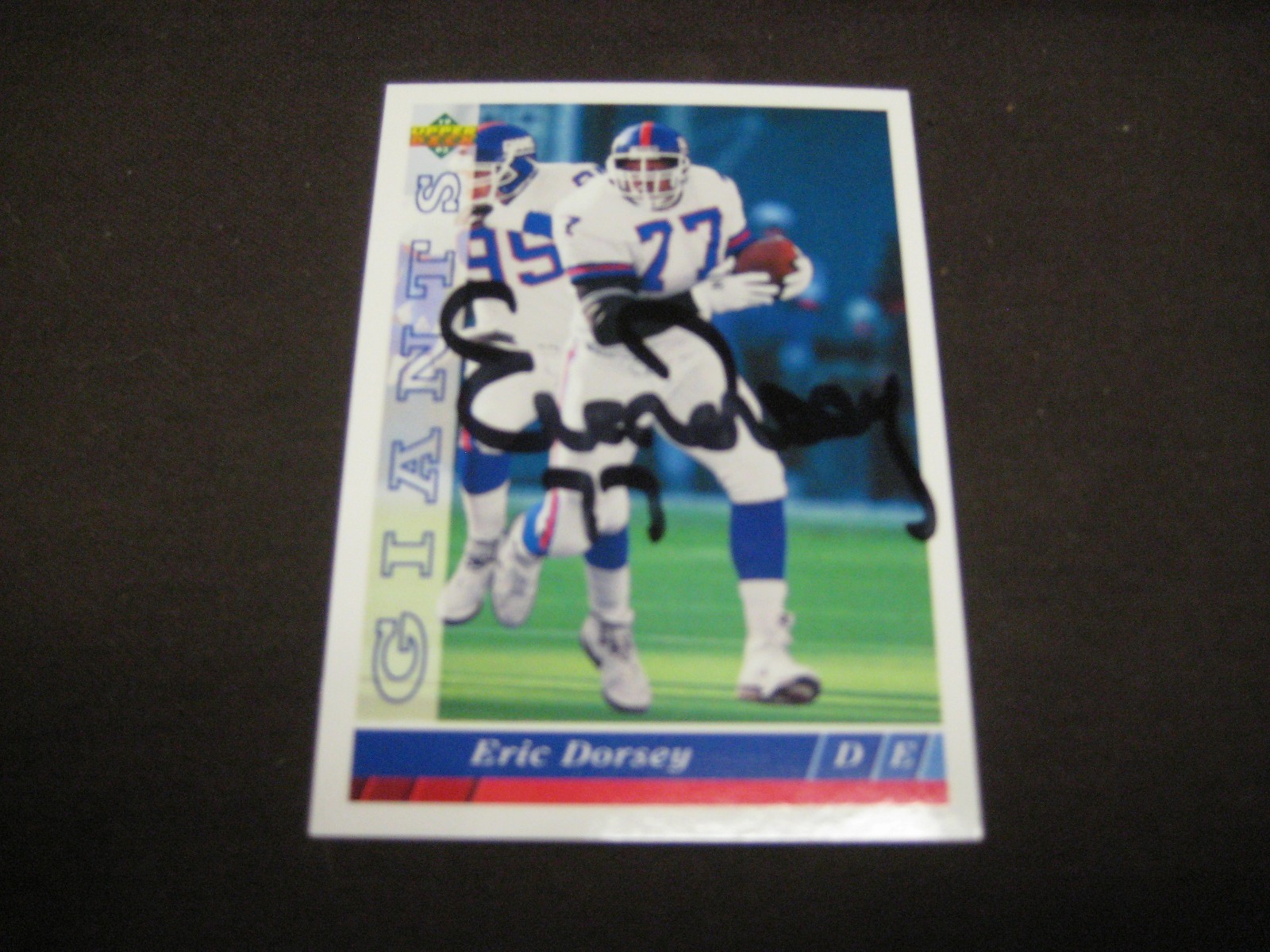 NY GIANTS SUPER BOWLXXI & XXV CHAMPION ERIC DORSEY AUTOGRAPHED CARD COA ...