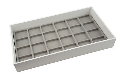 Large White 2 Inch Deep Wooden Display Tray with Choice of Grey Insert ...
