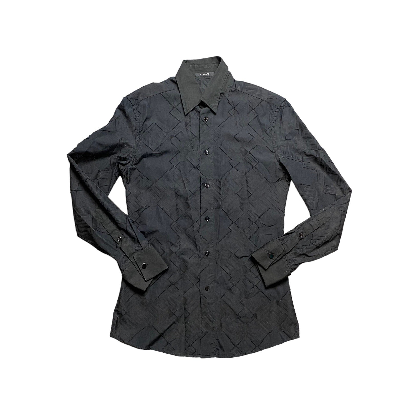 GIANNI VERSACE 2008 SS Black Button Down Long Sleeve … - Gem