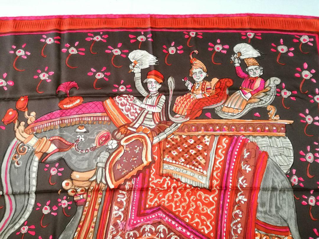 Hermes Scarf Beloved India 90 cm Silk red Carre eleph… - Gem