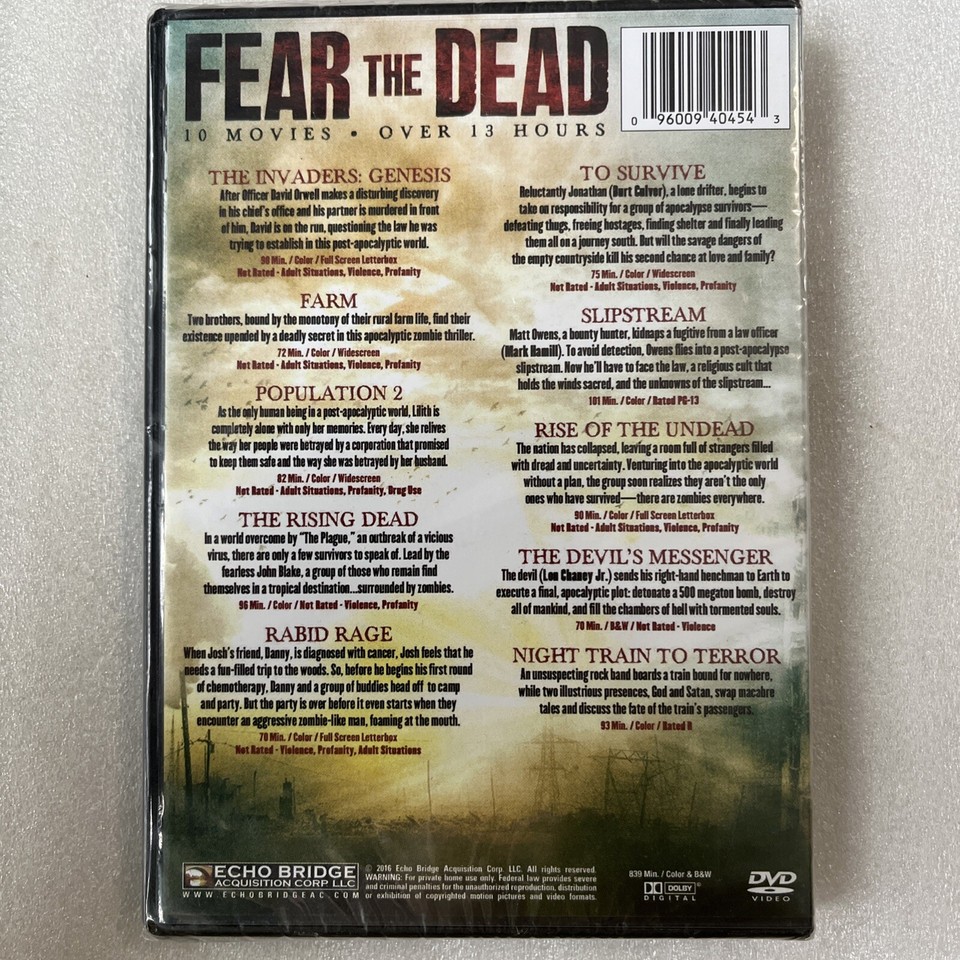 10-Movie Fear the Dead Zombie Collection (DVD, Echo Bridge) NEW SEALED ...