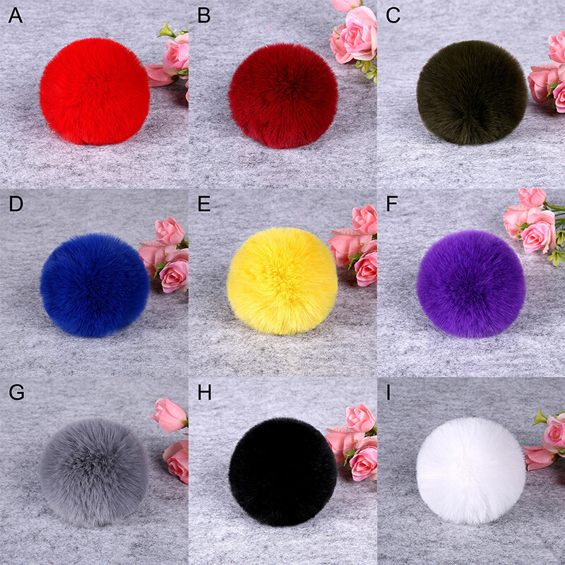 DIY 8CM Faux Rabbit Fur Hair Ball Hairs Cute Keychain Accessories 1pc ...