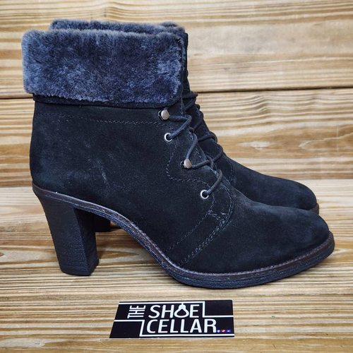 Johnston & Murphy Womens Brisa Winter Boots Black Suede Lined Ankle ...