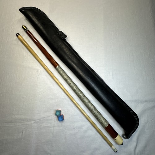 Vintage 2pc Excalibur Wooden Pool Cue 58" 20oz 2-Tone Brown W/ Case ...