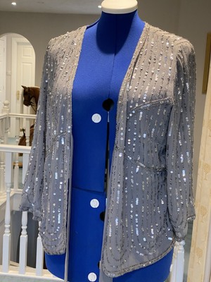 Stunning Silver, Sequined Evening Jacket by Speziale Per Una, Size 18 ...