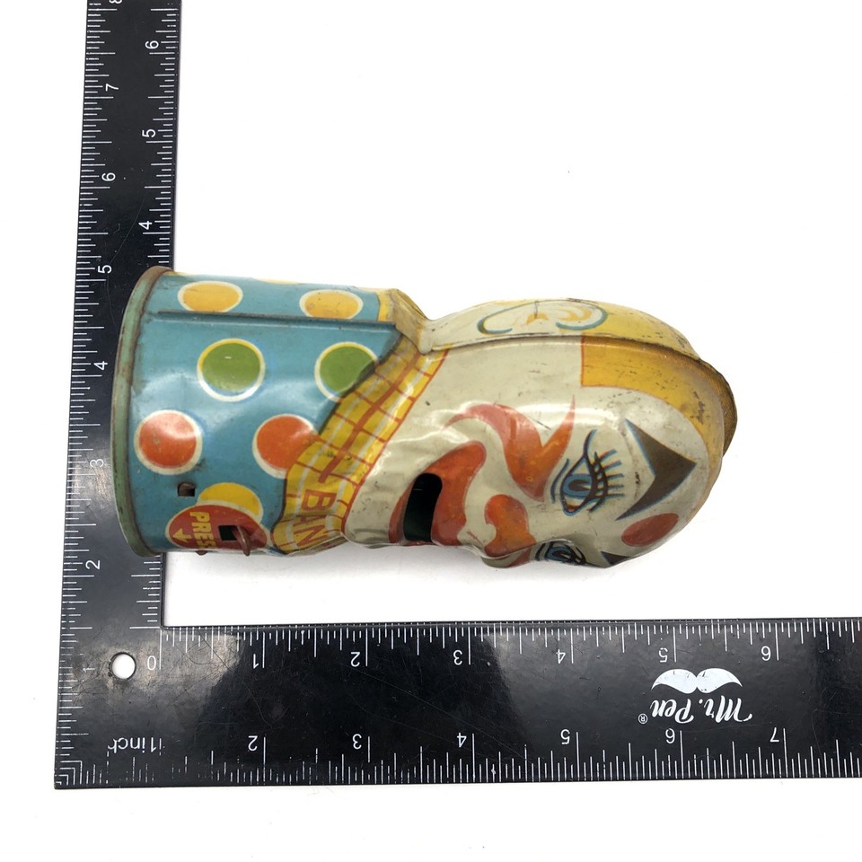Antique J Chein - Tin Litho - Clown Bank Toy, Watch The Tongue Works | eBay