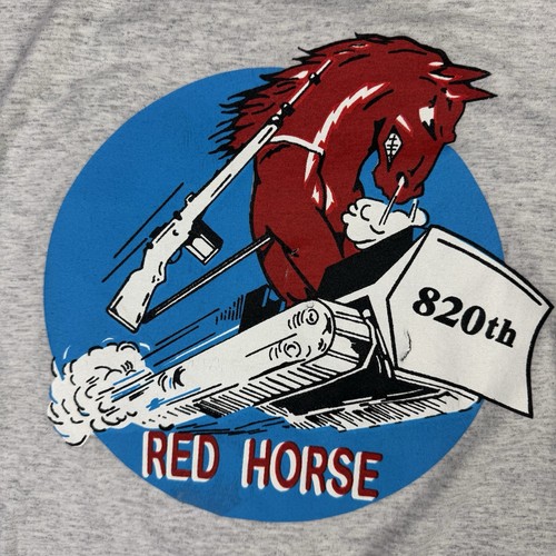 Vintage US Air Force Military T-Shirt XL Hanes Red Horse 820th Squadron ...