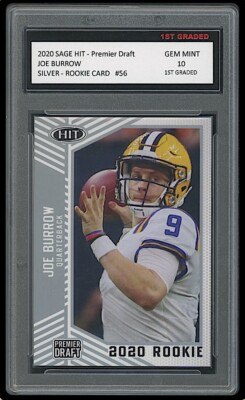 JOE BURROW 2020 SAGE HIT PREMIER DRAFT SILVER 1ST GRADED 10 ROOKIE CARD ...