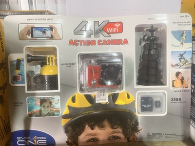 New Explore One 4K Action Video Camera WiFi Bundle Tripod Waterproof ...