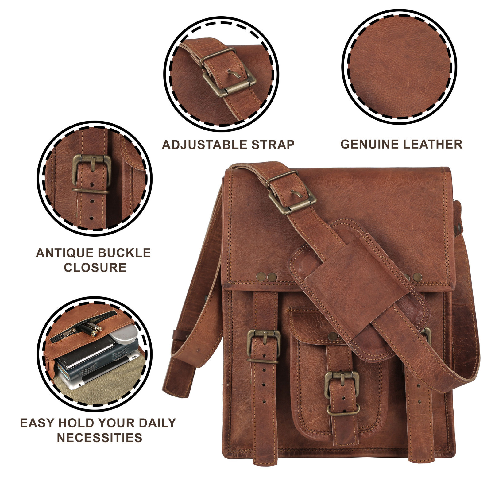 Handmade Leather Sturdy Leather satchel Ipad Messenger Bag for men and ...