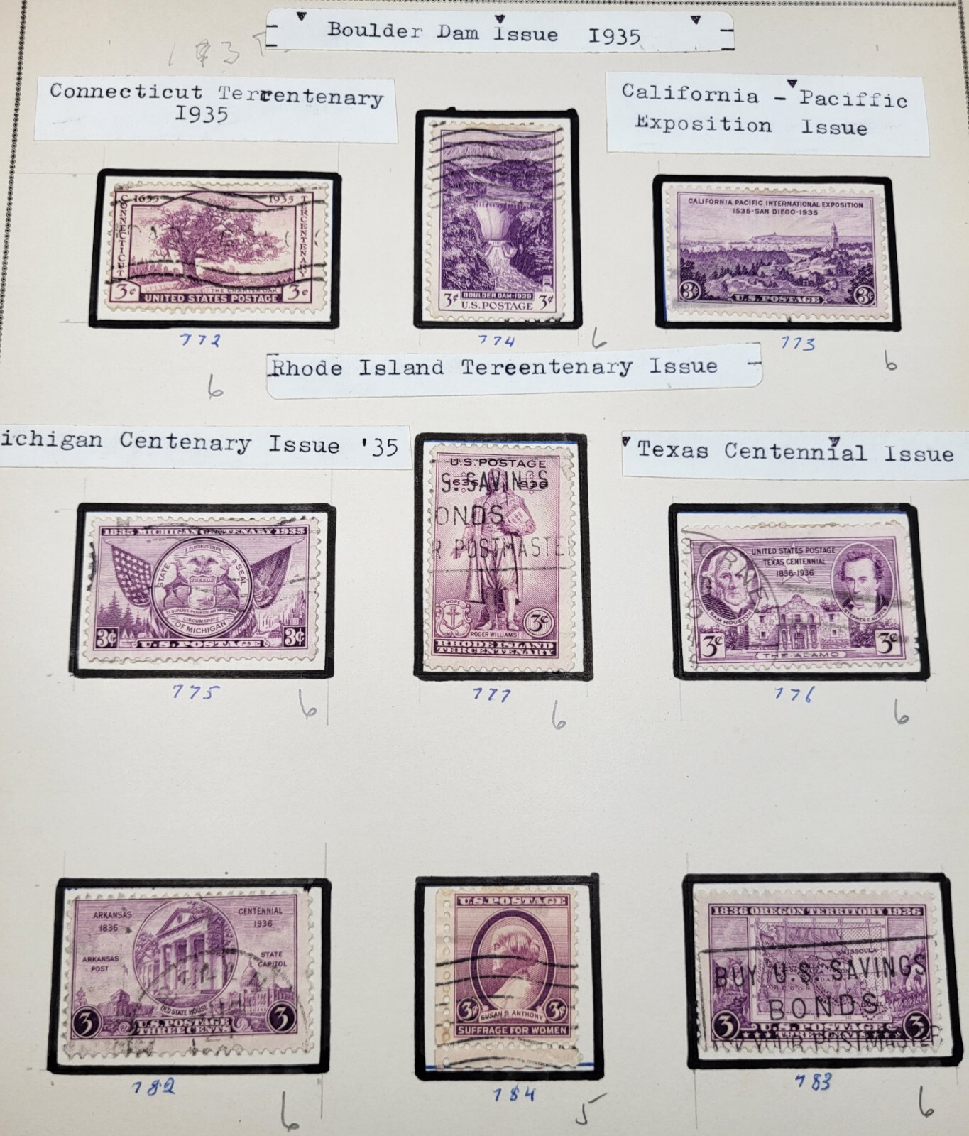Old 1893-1936 US Postage Stamps Errors Offset Stamp Collection Book ...