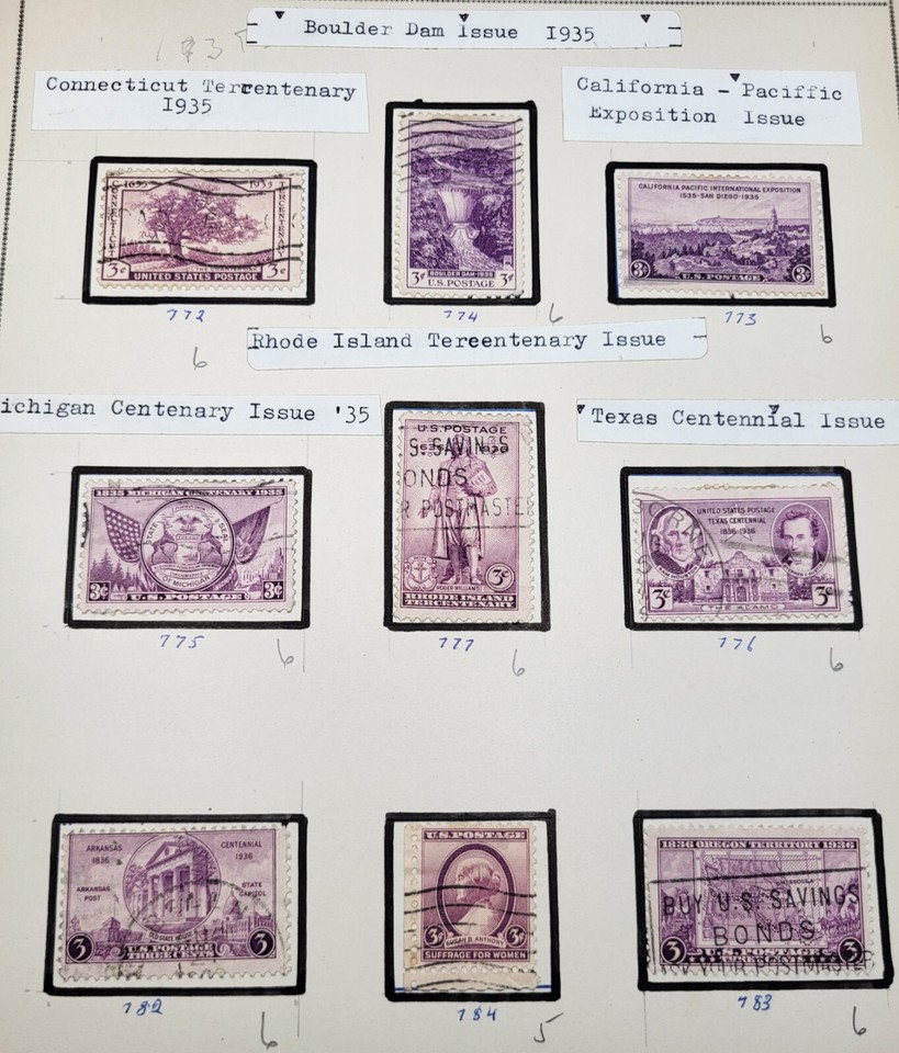 Old 1893-1936 US Postage Stamps Errors Offset Stamp Collection Book ...