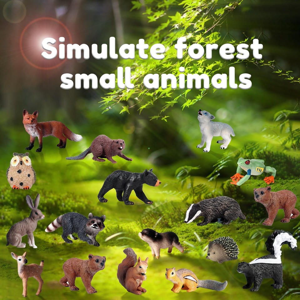 16 PCS Forest Animals Figures, Woodland Creatures Figurines, Miniature ...