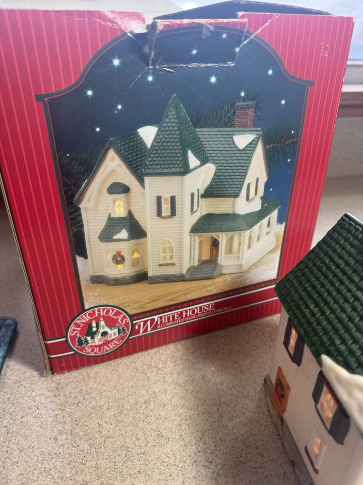 St Nicholas Square White House Porcelain Lighted Christmas Village ...