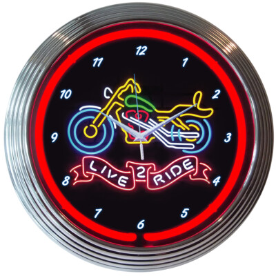 Live 2 Ride Motorcycle Neon clock sign Garage wall lamp light Chopper ...
