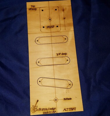 Guitar Body Pickup Route Template Other Strat Single Coil SSS Emg Lace ...