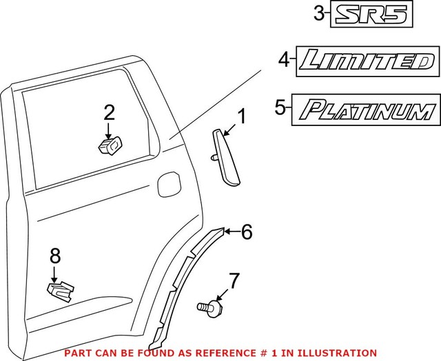 Genuine Toyota Rear Door Wi Moulding 757660C010 / 75766-0c010 OEM for ...