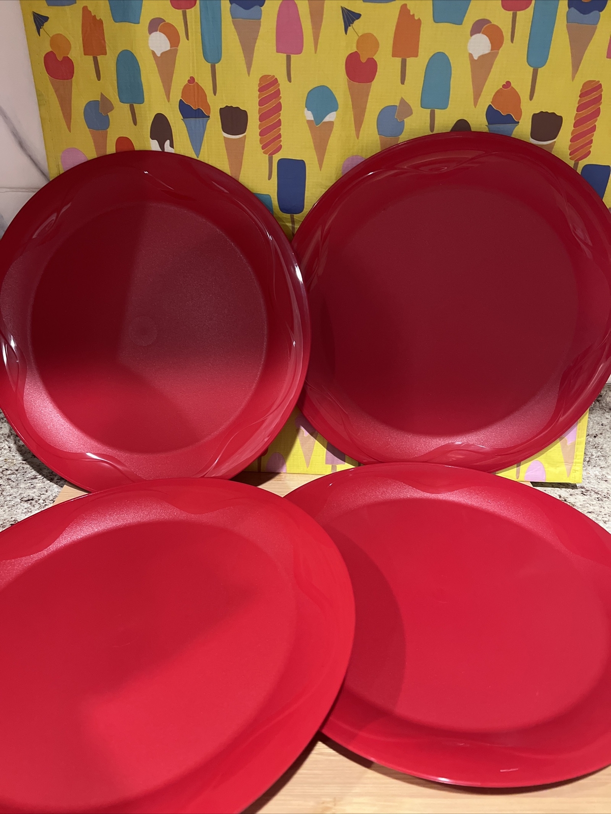 Tupperware Open House Large 11" inch Party Serving Plate Set of 4 Red ...