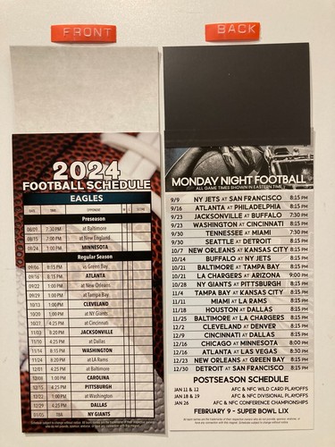 NFL 2024 PHILADELPHIA EAGLES MAGNET SCHEDULE DATES & TIMES + MONDAY ...