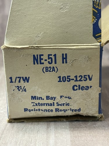 Box of 8 GE General Electric B2A NE-51 H NE51H Miniature Glow Lamps ...