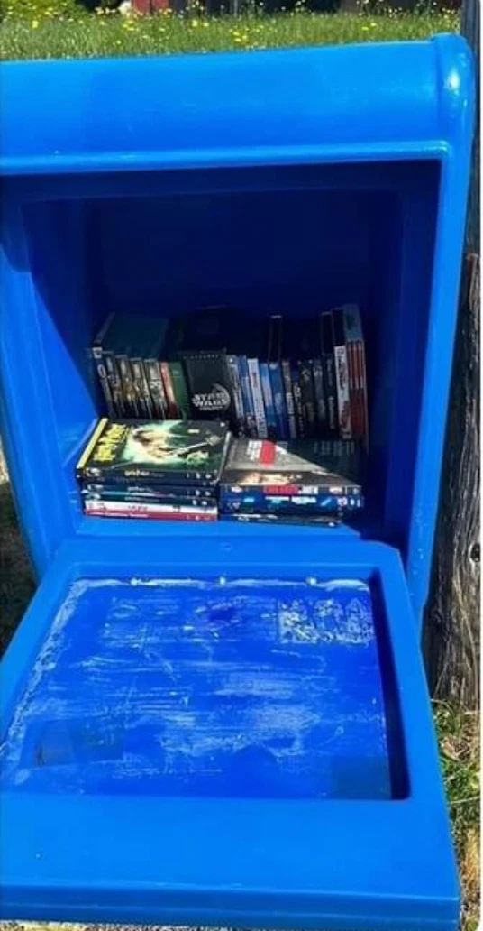 Blue Plastic Newspaper Dispensers