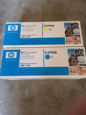 (2) New HP Color LaserJet Print Cartridge 4500 - 4550 Series Cyan and ...
